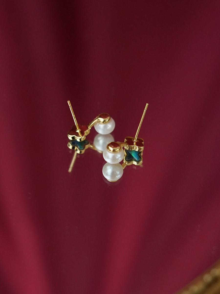 C&C Abalone Shell Dangle Pearls Earrings CCEAR04 – Curvery