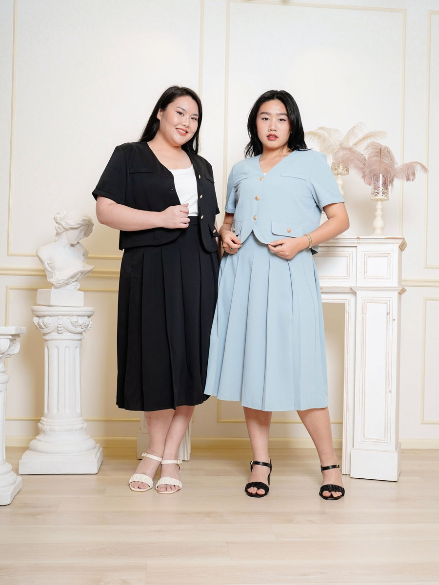 AVERIA Pleated Skirt Work Wear Set – Curvery
