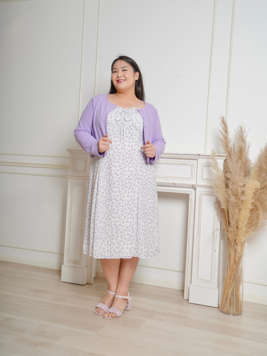 CAMILLE Floral Printed With Cardigan Set Long Dress – Curvery