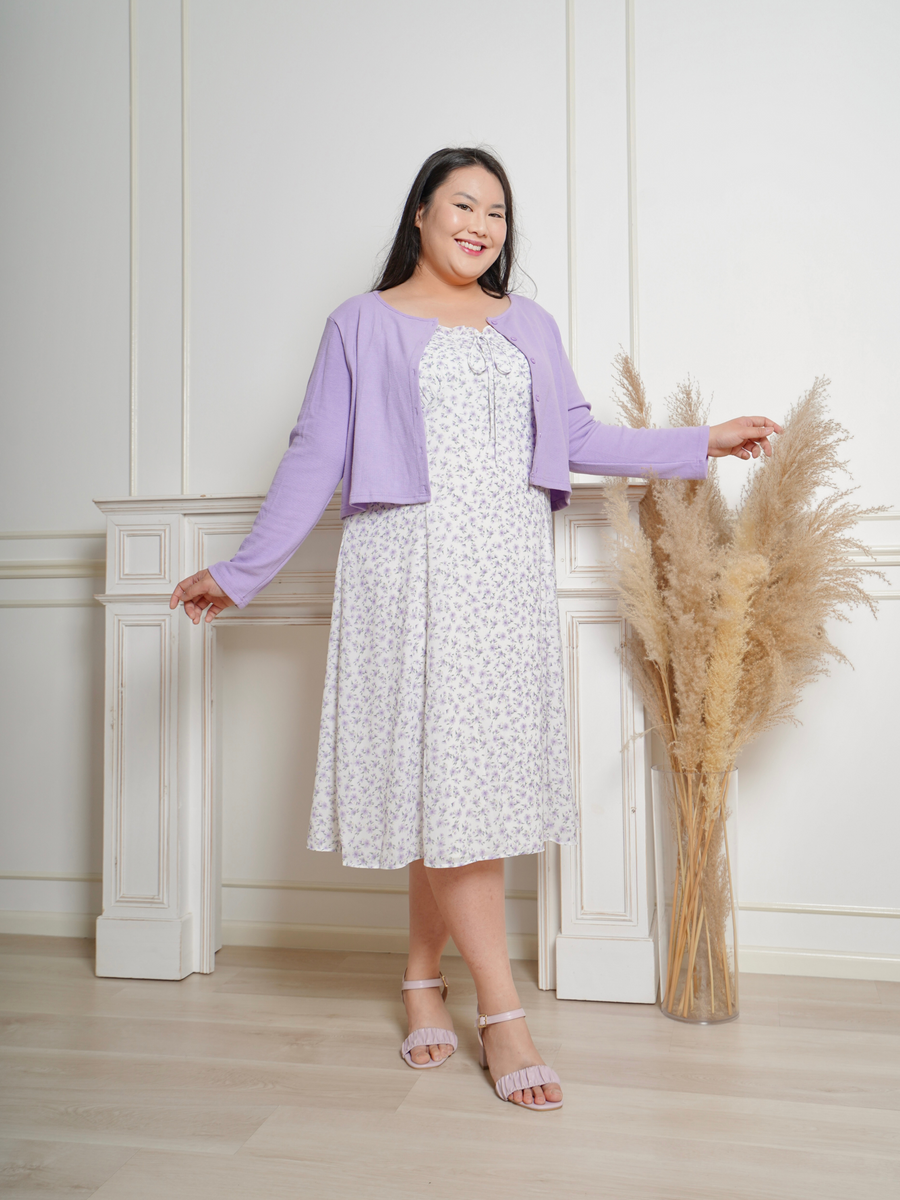 CAMILLE Floral Printed With Cardigan Set Long Dress – Curvery