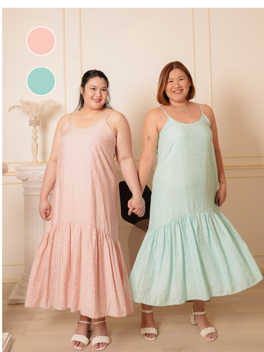 COLLINS Pastel Sleeveless Flounce Hem Maxi Dress – Curvery